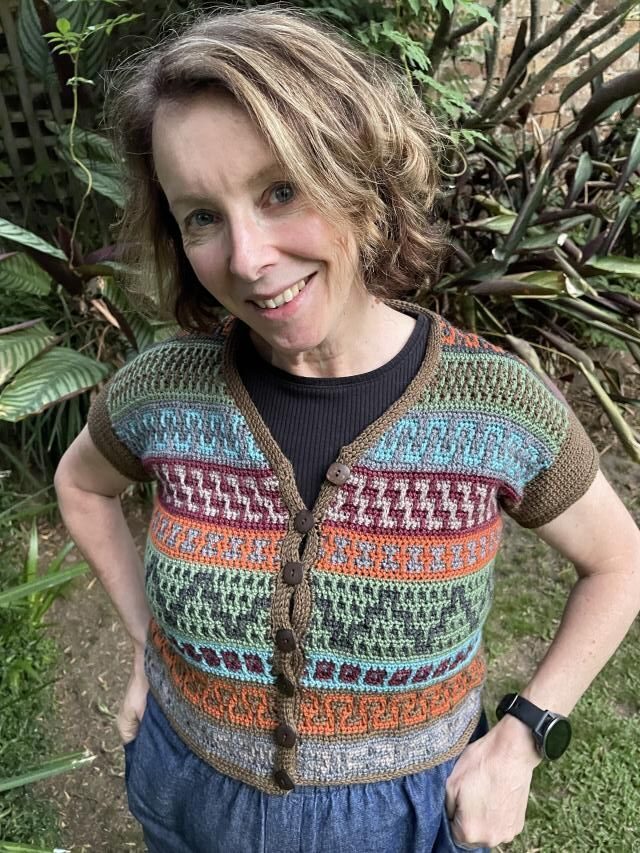 Mid-century mosaic cardi – Plyful